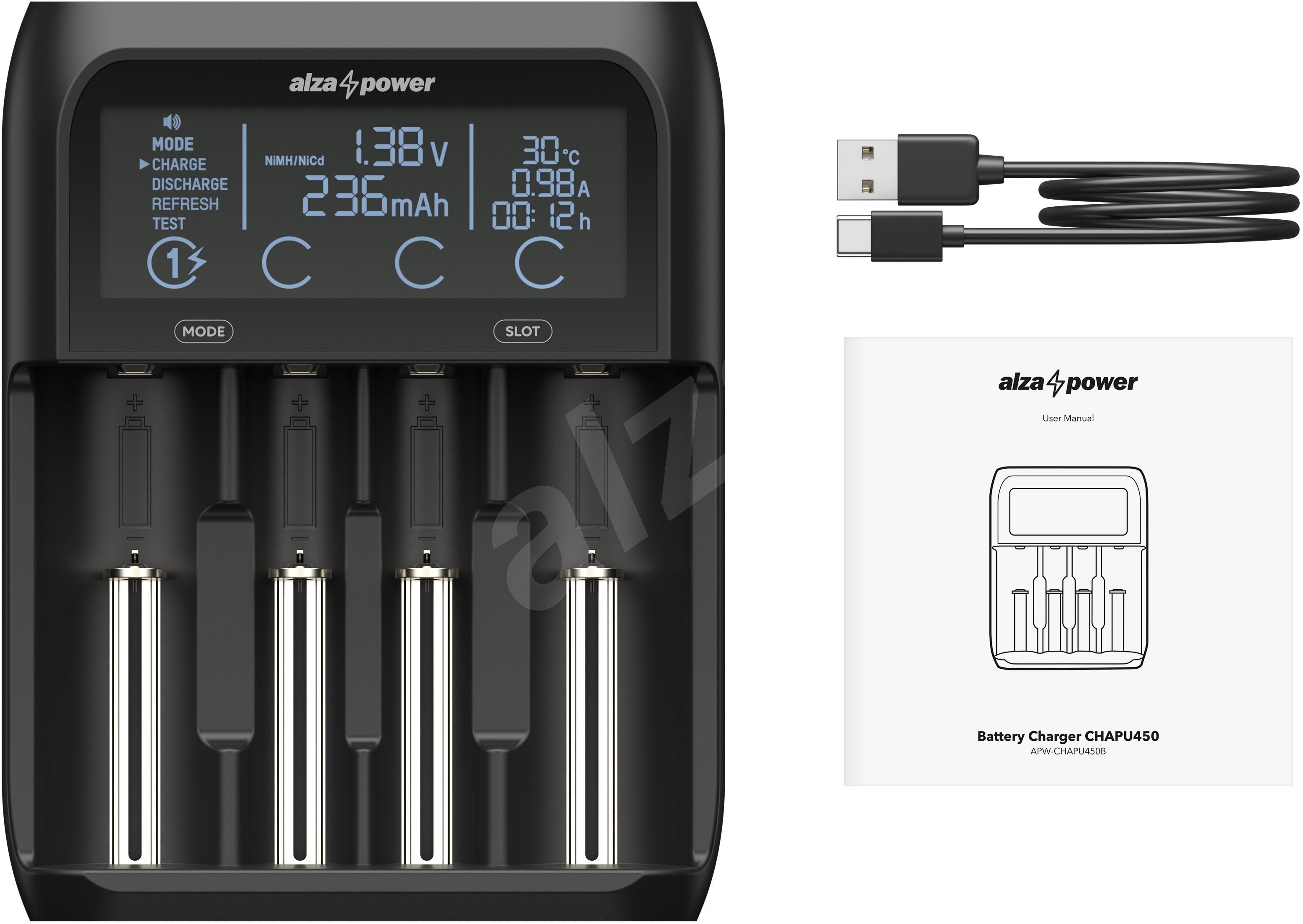 AlzaPower USB Battery Charger AP450B 17 390 Ft-ért - Elem töltő | Alza.hu