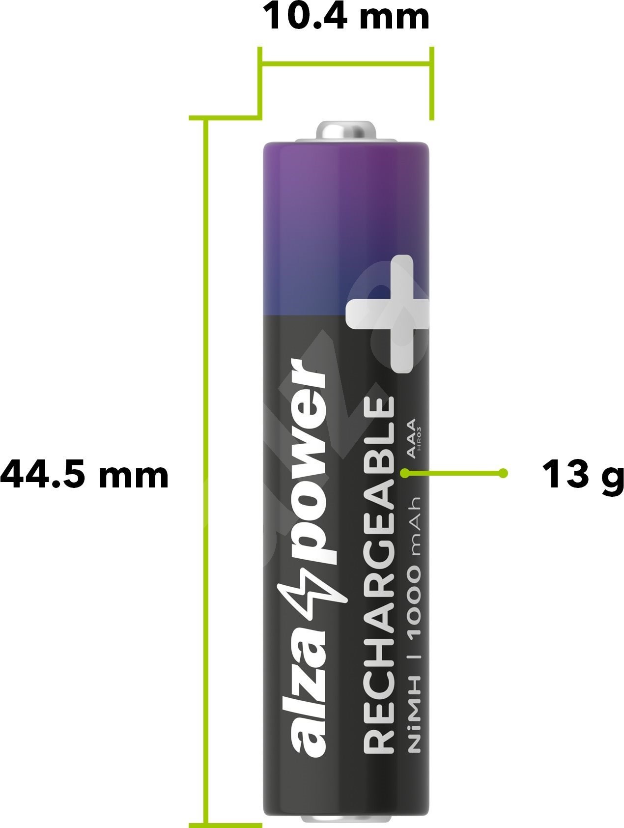 AlzaPower Rechargeable HR03 (AAA) 1000 mAh 4 darab környezetbarát ...