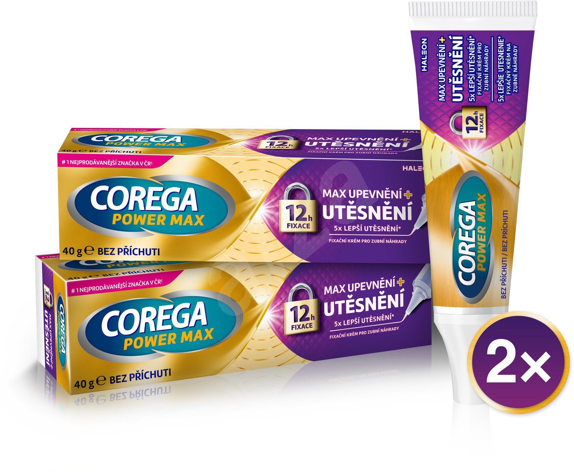 COREGA OM Pro Max Control műfogsorhoz 2 × 40 g - Műfogsor ragasztó ...